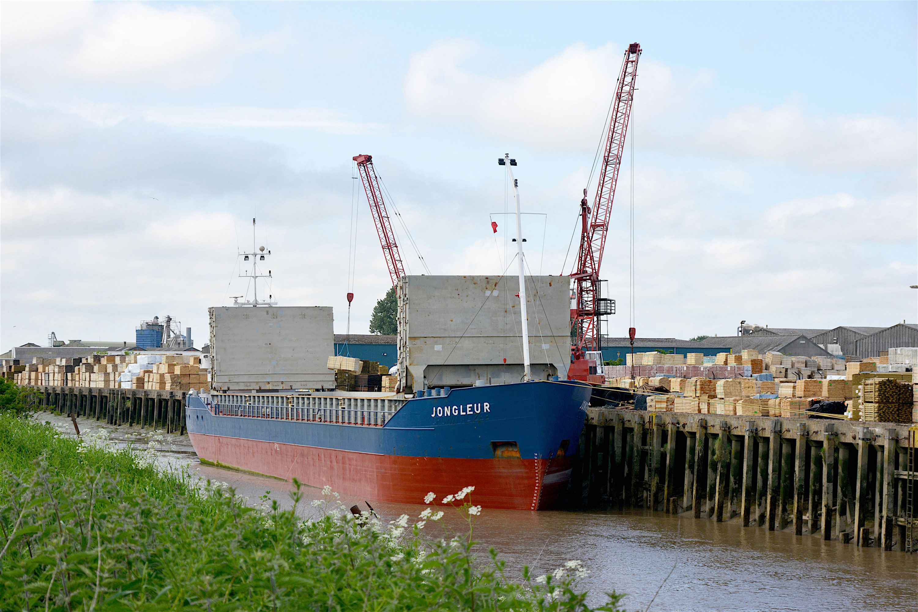 Vessel at Port of Wisbech delivering timber - Galleywood Timber